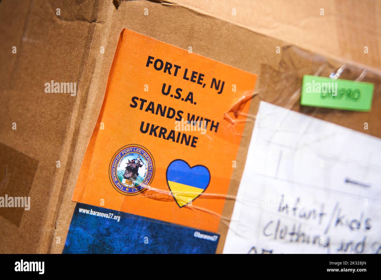truck with humanitarian aid boxes for Ukraine from USA. Dnipro, Ukraine ...