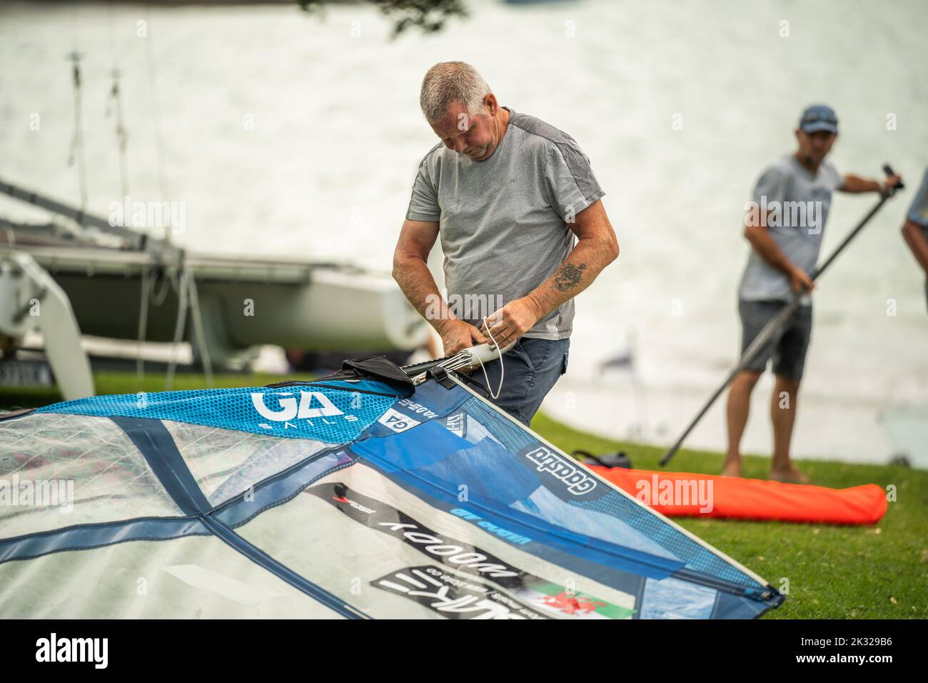 Competitors sets up their equipment to compete the New Zealand national ...