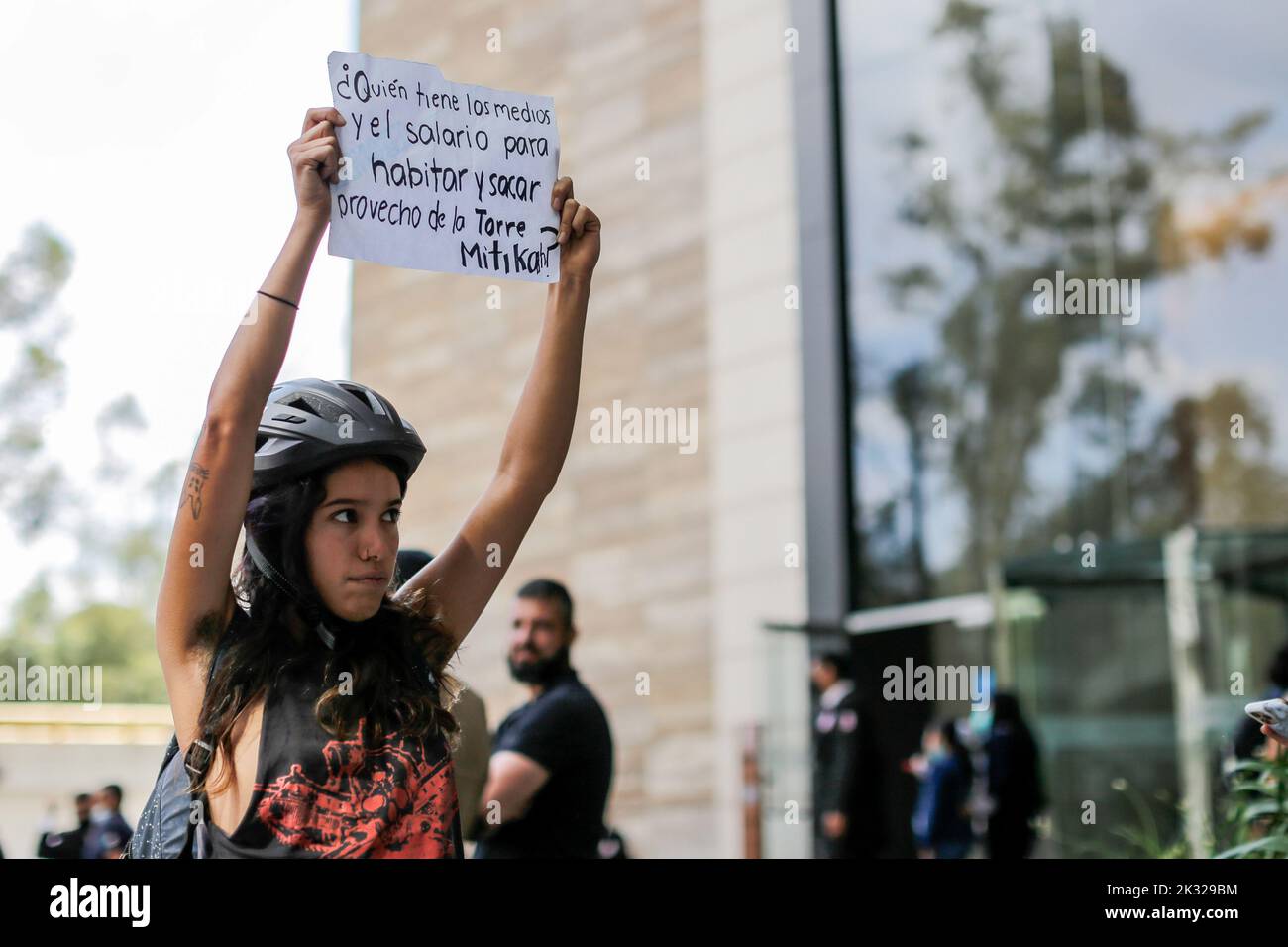 Mexico City, Mexico. 23rd Sep, 2022. A protester holds a placard during ...