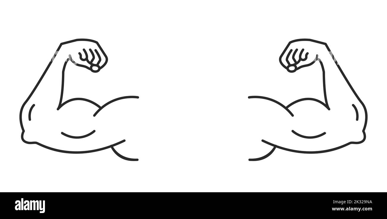 Arm muscle strong vector power bicep line icon. Strength arm muscular gym Stock Vector Image ...