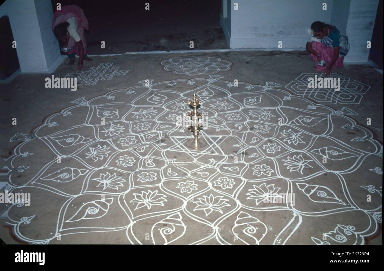 Rangoli, Painting with Chowk Powder Stock Photo - Alamy