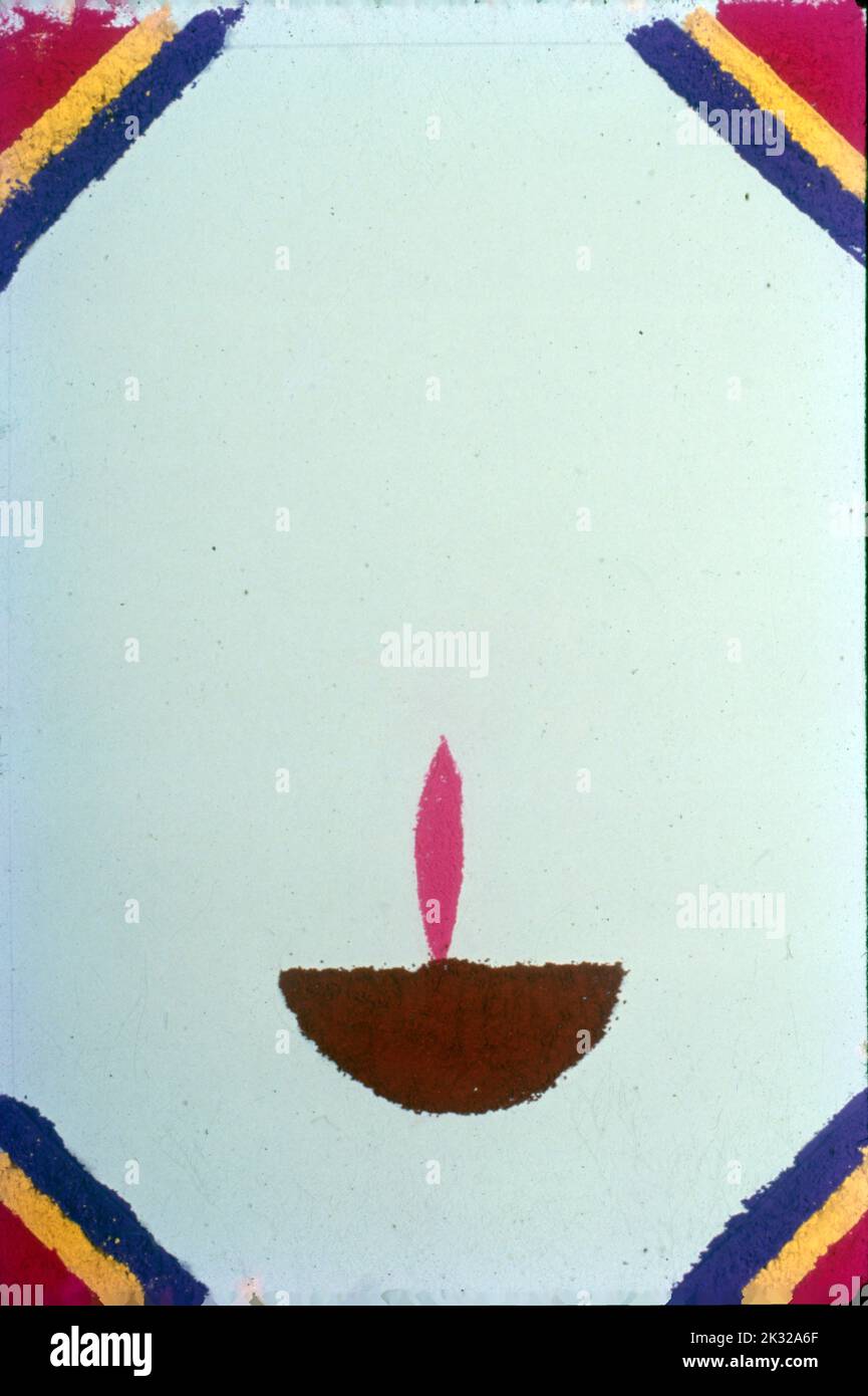 Rangoli, Painting with Chowk Powder, Lamp Stock Photo - Alamy