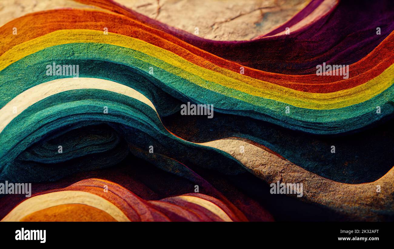 color wave rainbow line backgrounds in 1970s Stock Photo - Alamy