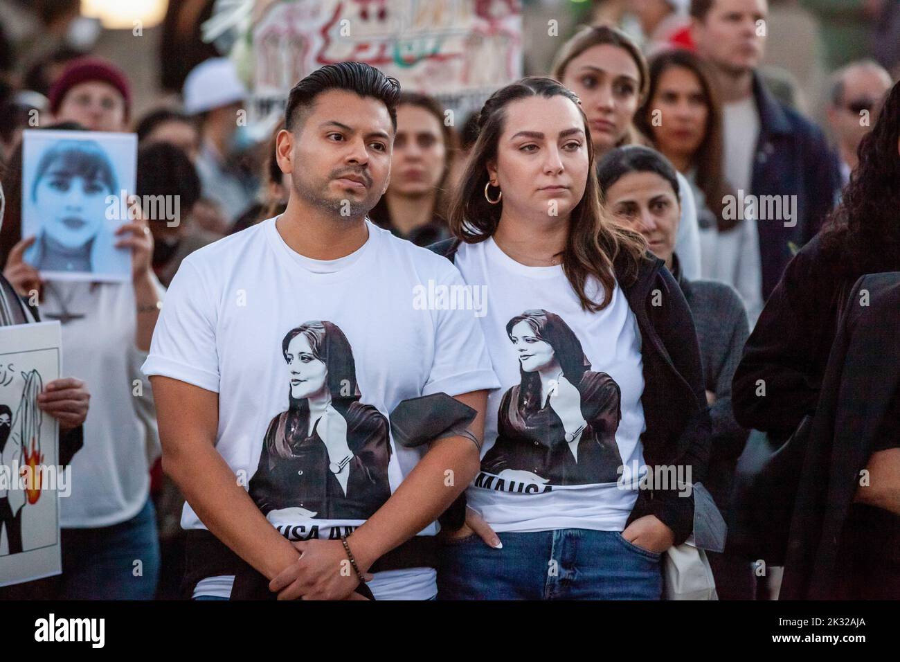 Michael Altamirano and Nazanin of Alexandria, VA, attend a vigil for ...