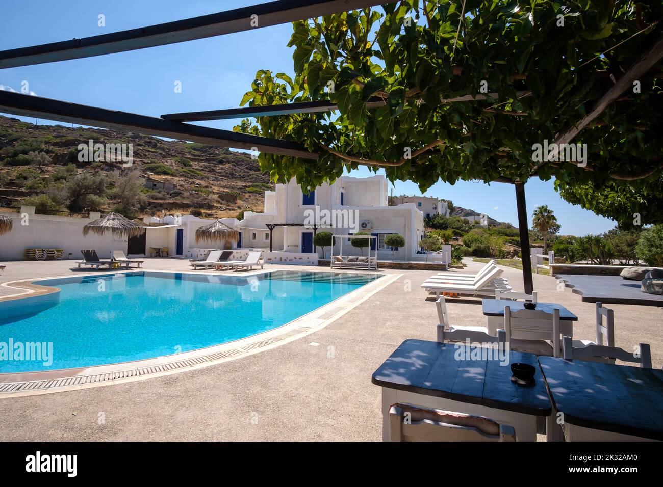 Ios, Greece - September 13, 2022 : Panoramic view of a beautiful luxury ...