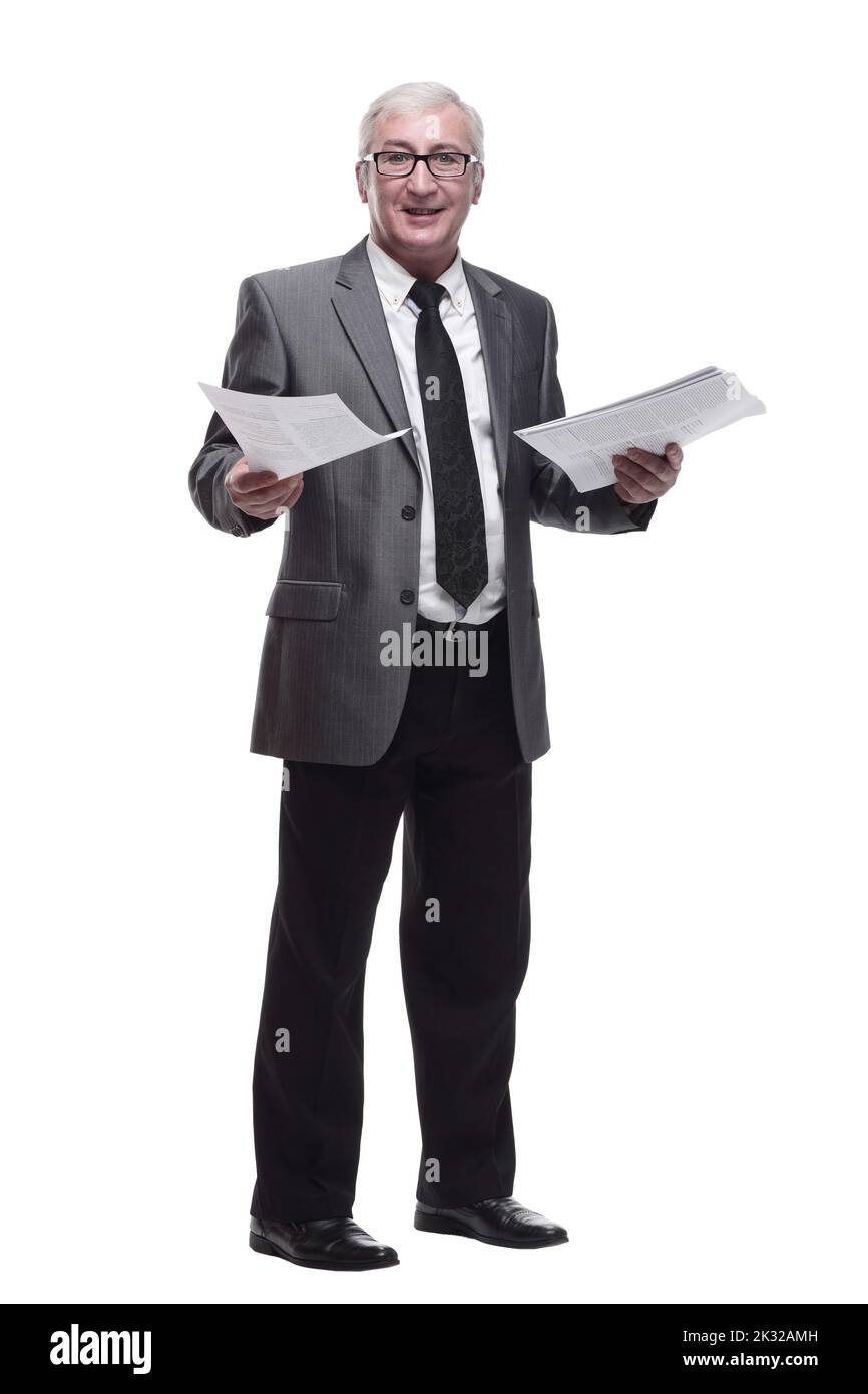 in full growth. Mature business man with a digital tablet Stock Photo ...