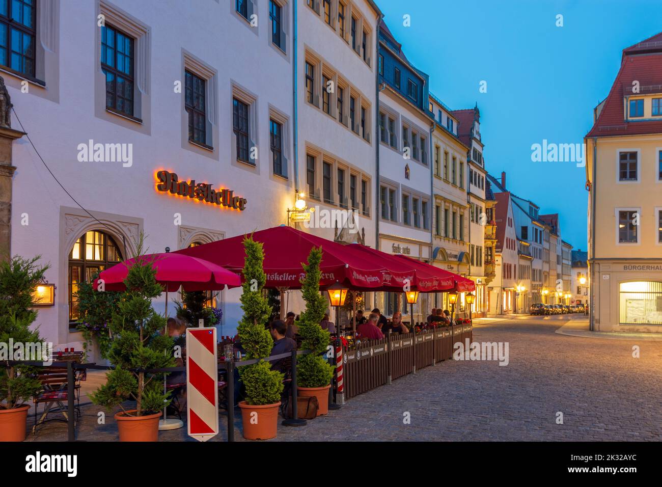 Freiberg: square Obermarkt, restaurant Ratskeller in , Sachsen, Saxony ...