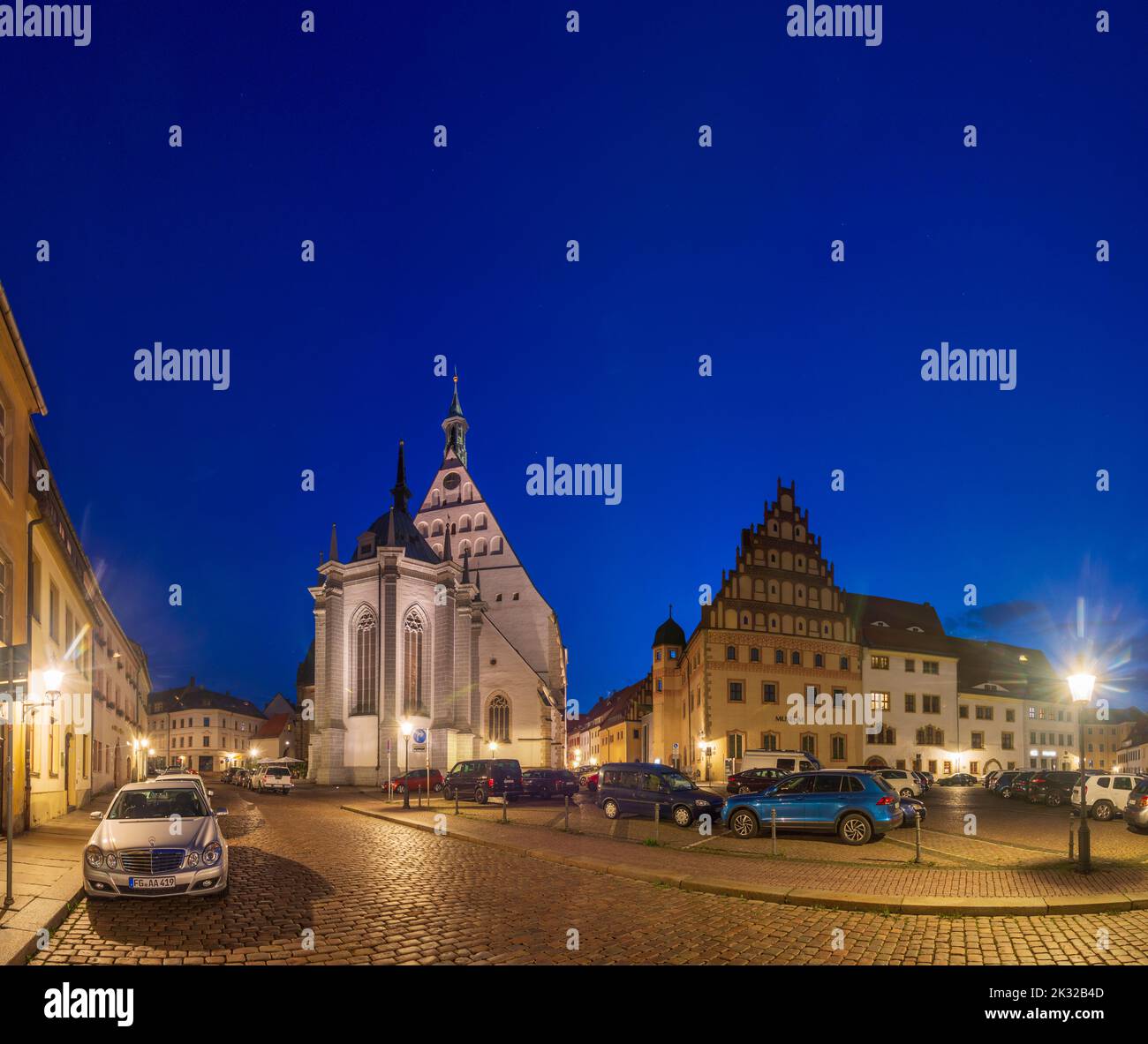 Freiberg: square Untermarkt, Cathedral in , Sachsen, Saxony, Germany ...