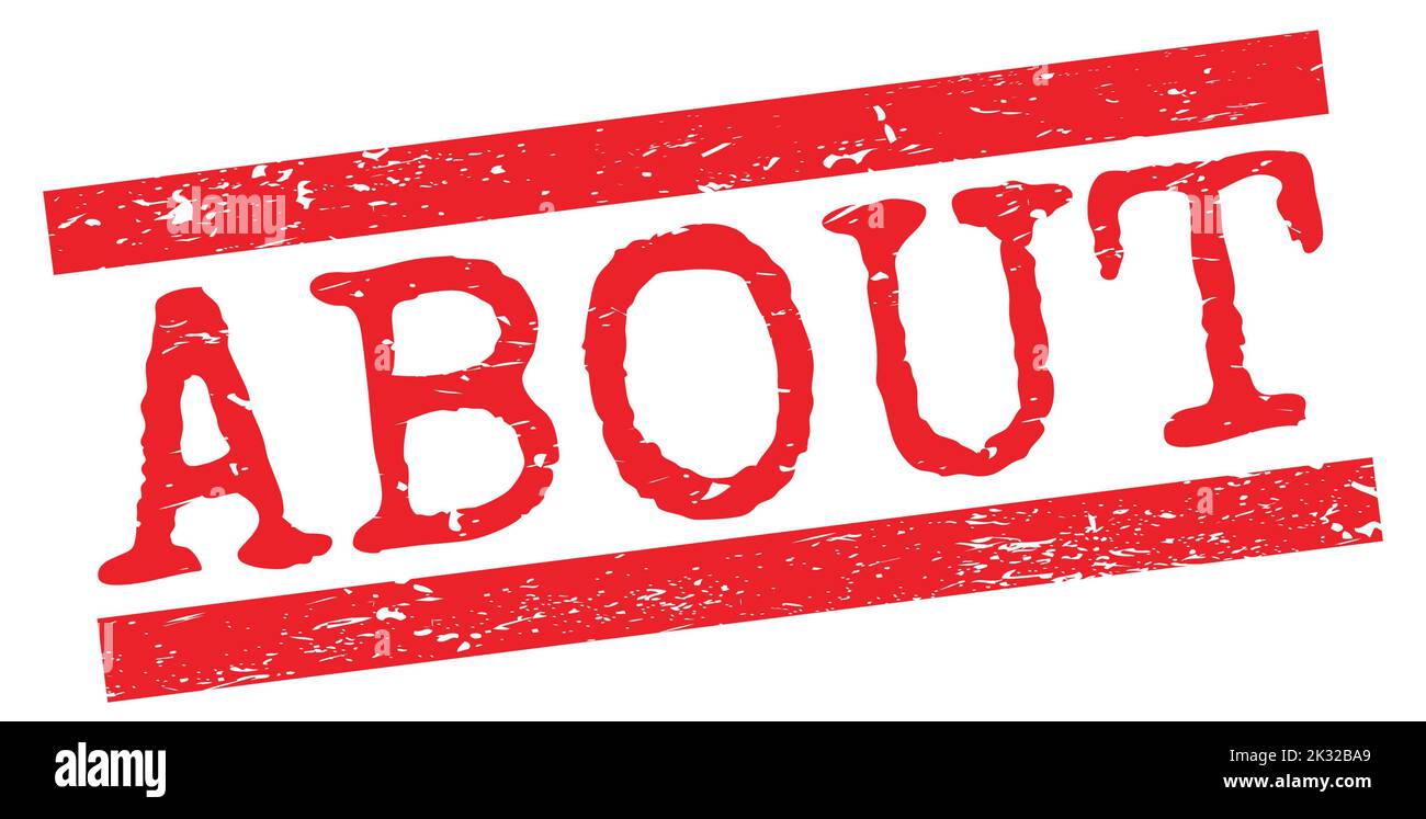 ABOUT text written on red grungy lines stamp sign Stock Photo - Alamy