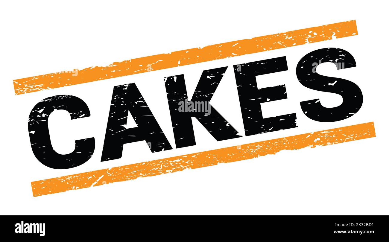 CAKES text written on orange rectangle stamp sign Stock Photo - Alamy