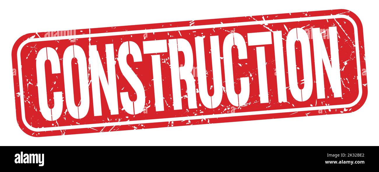 CONSTRUCTION text written on red grungy stamp sign Stock Photo - Alamy