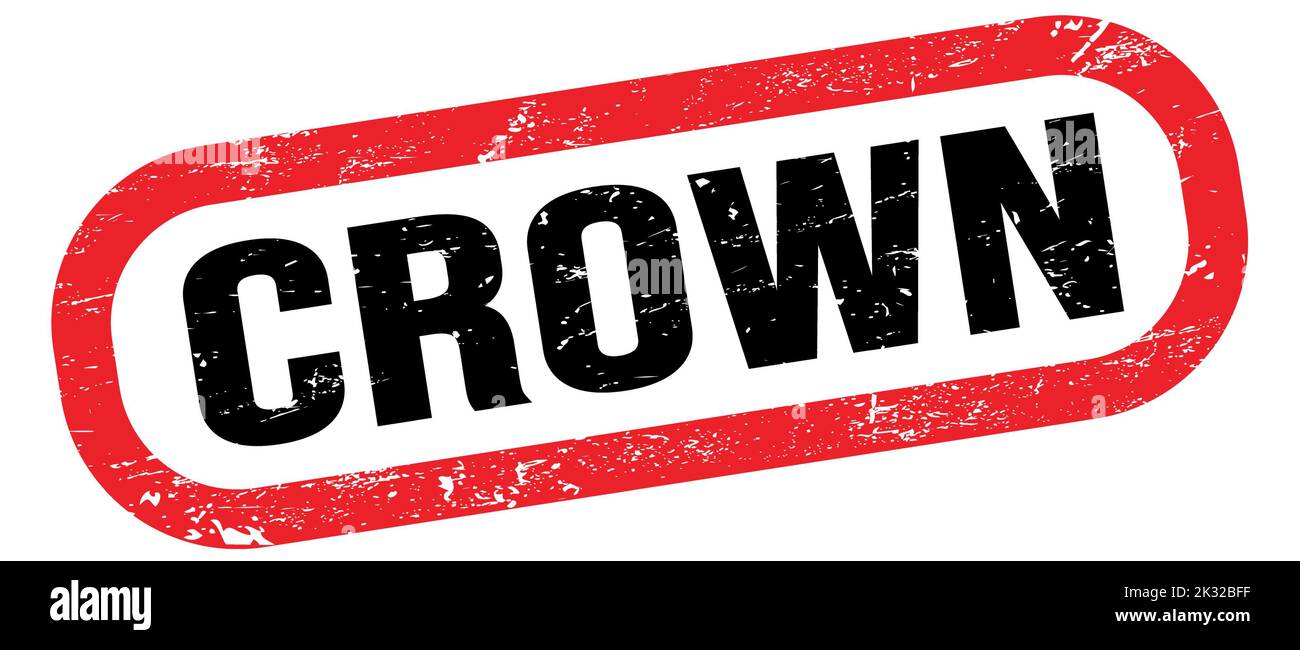 CROWN, text on red-black rectangle stamp sign Stock Photo - Alamy