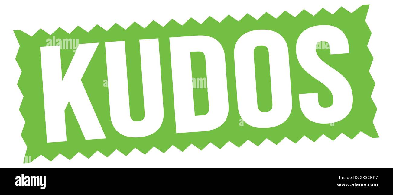 KUDOS text written on green zig-zag stamp sign Stock Photo - Alamy