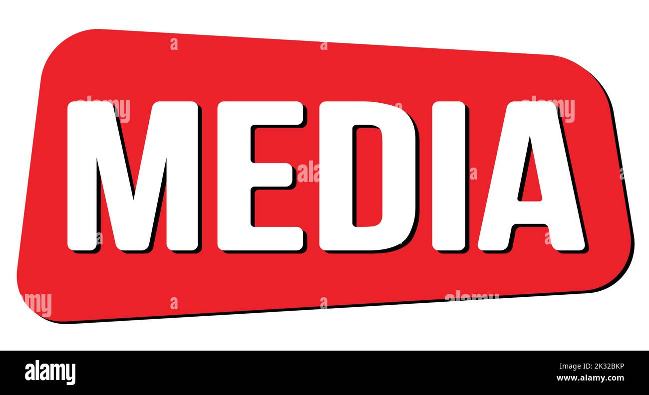 MEDIA text written on red trapeze stamp sign Stock Photo - Alamy