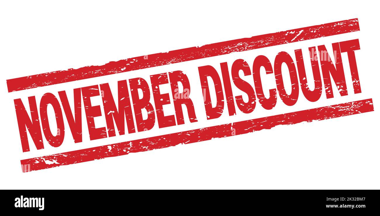 NOVEMBER DISCOUNT text written on red rectangle stamp sign Stock Photo ...