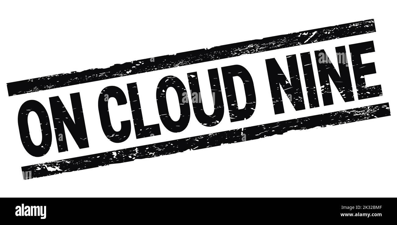 ON CLOUD NINE text written on black rectangle stamp sign Stock Photo ...