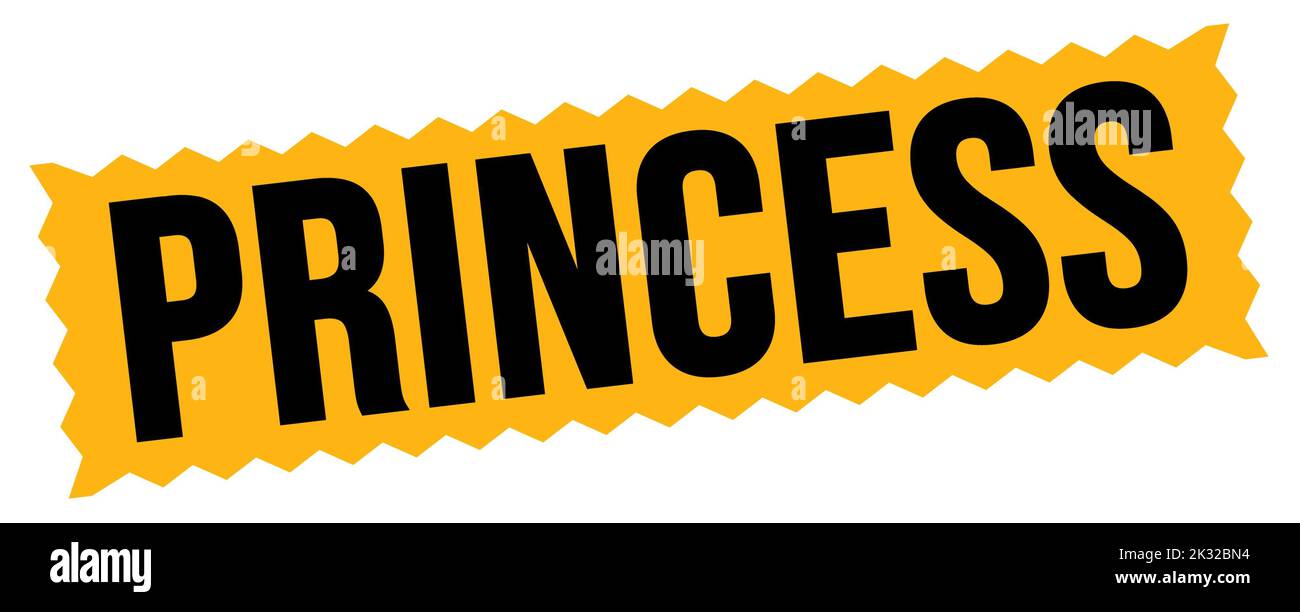 PRINCESS text written on orange-black zig-zag stamp sign Stock Photo ...