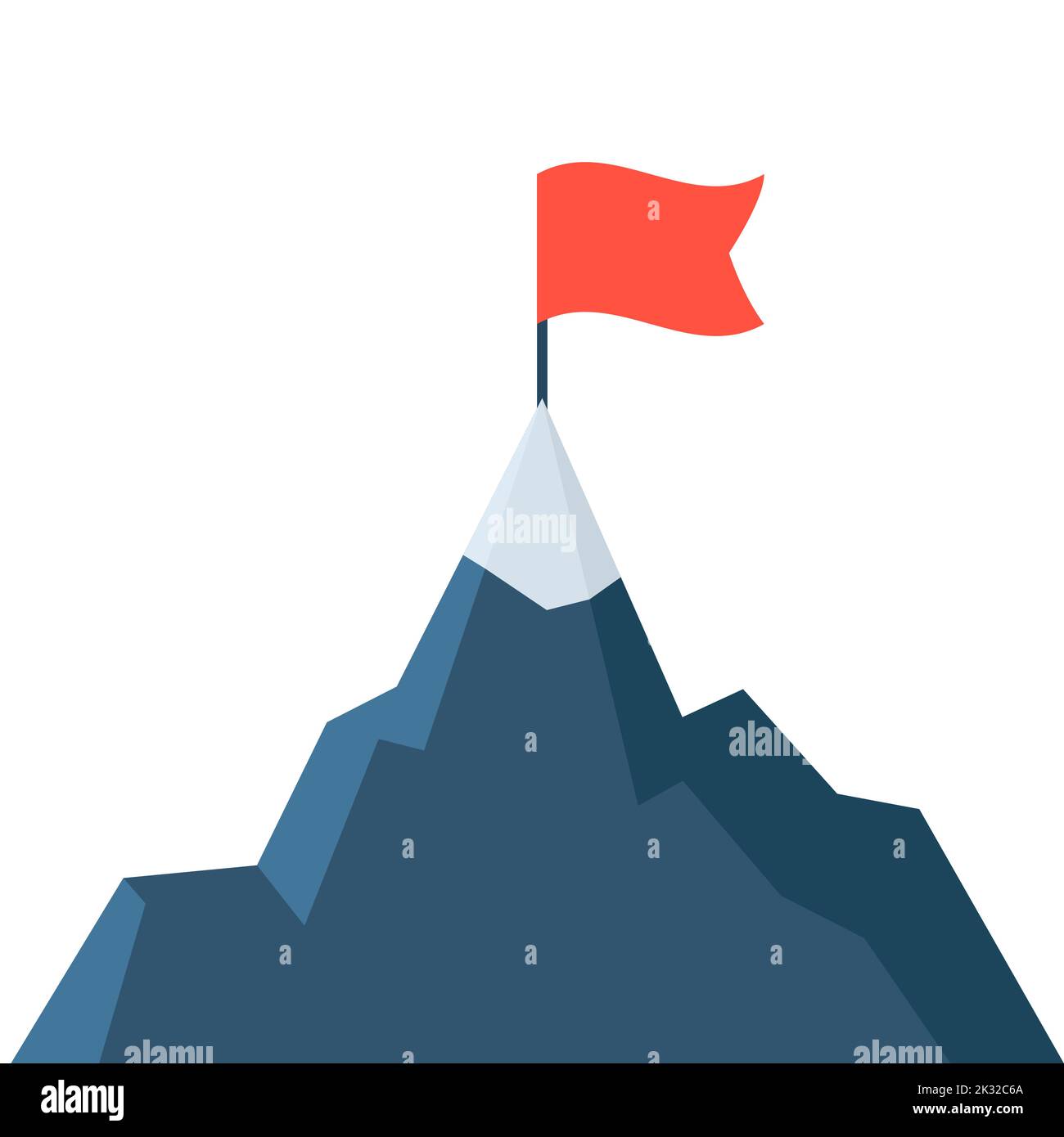 Mountain flag mission flat icon. Success startup vector design goal ...