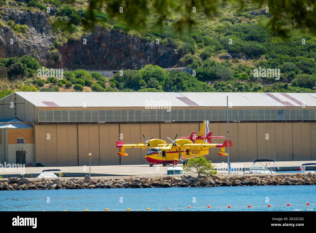Pollença, Spain; August-25, 2022: Hydroplane of the 43rd Group of the ...