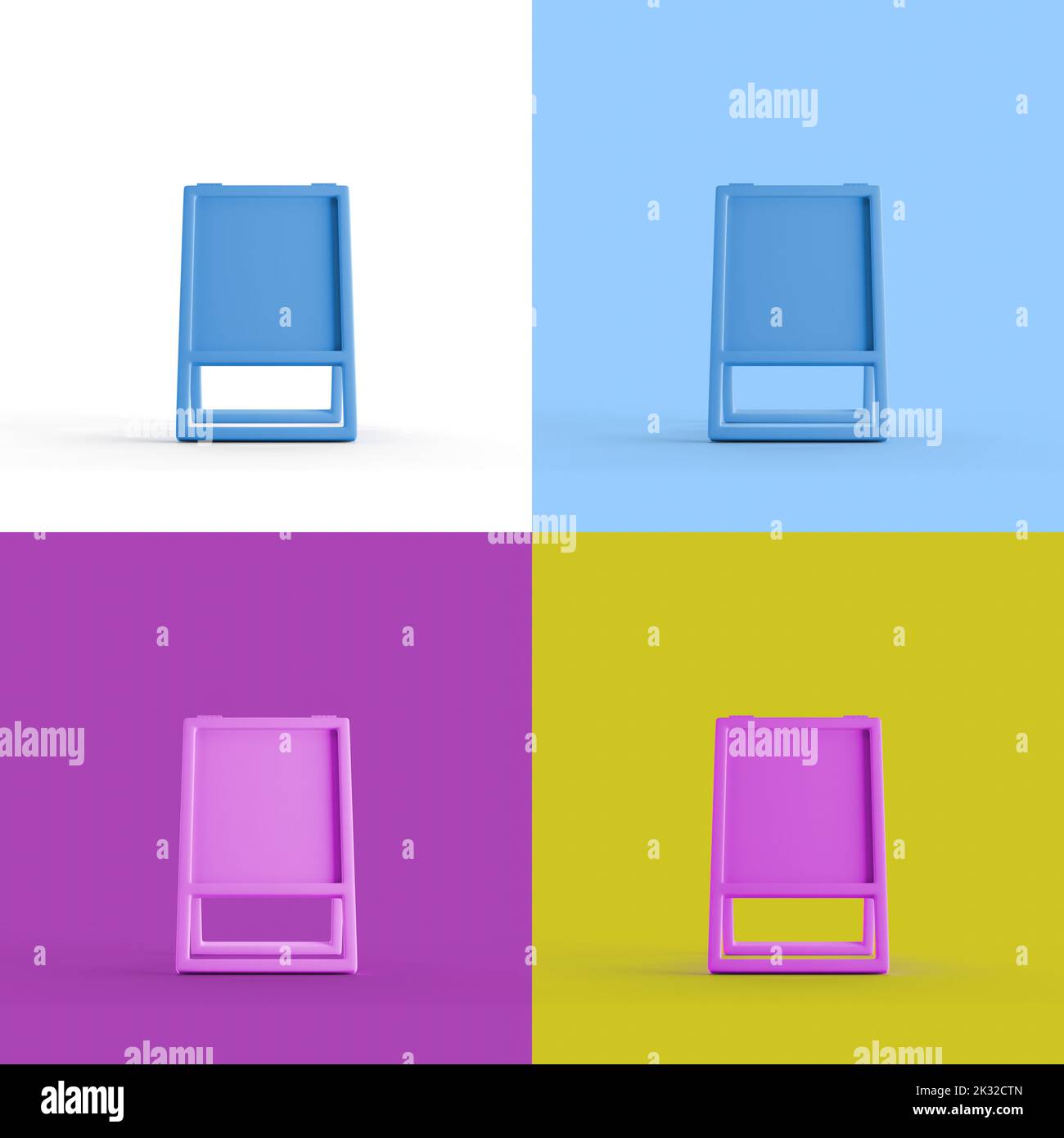 An illustration of the 3D icon of the banner stand in four colorful ...