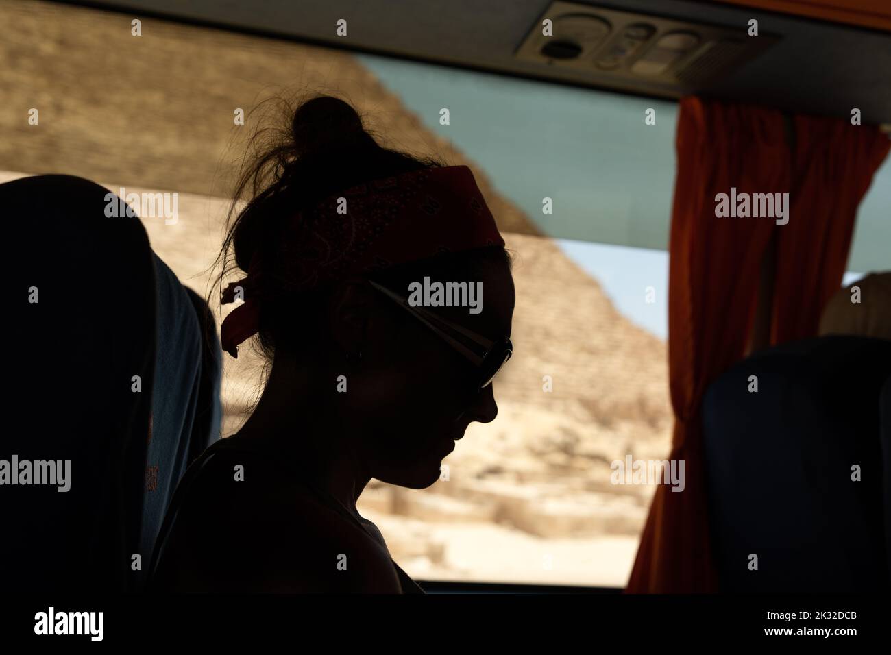 Tourist inside a bus in the pyramids of Giza Stock Photo - Alamy