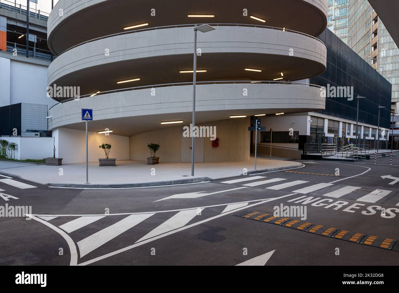 Naples, Italy: September 21, 2022: Access ramp to the raised garage ...