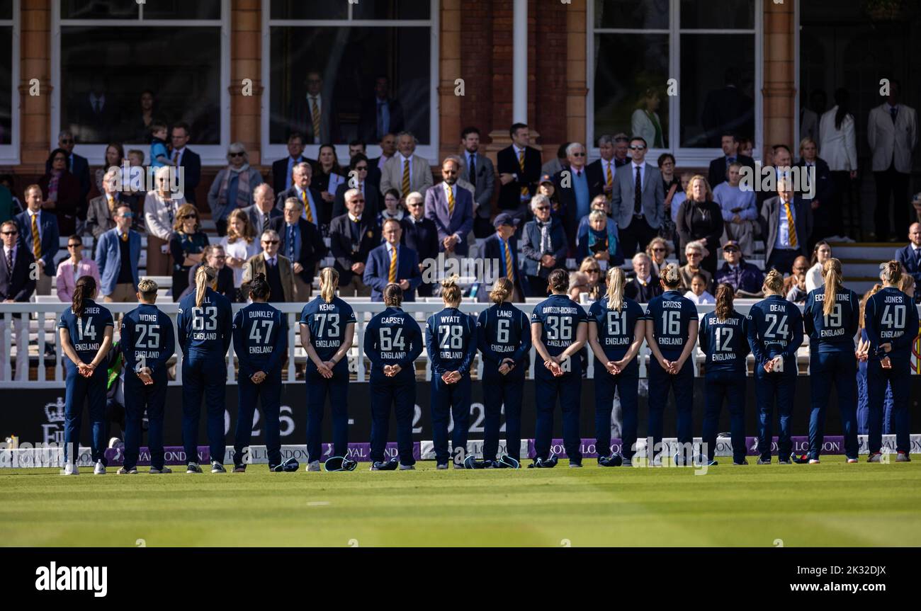 England players line up during the national anthem ahead of the third ...