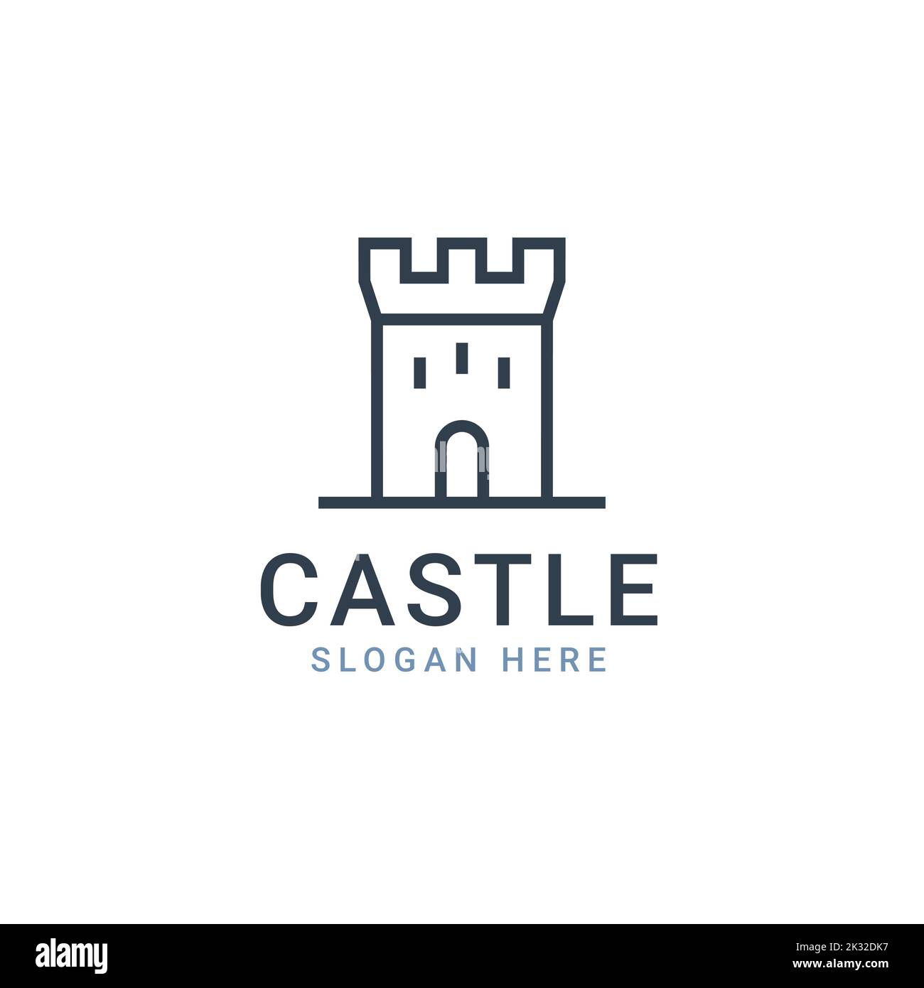 Castle vector icon fort line symbol tower. Castle tower logo stronghold ...