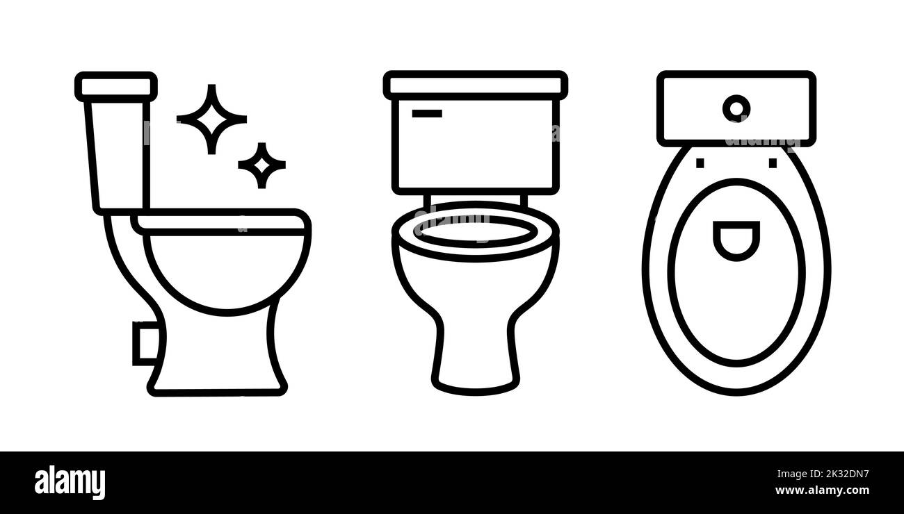 Toilet line icon bowl sanitaryware vector bathroom. Bidet toilet line ...