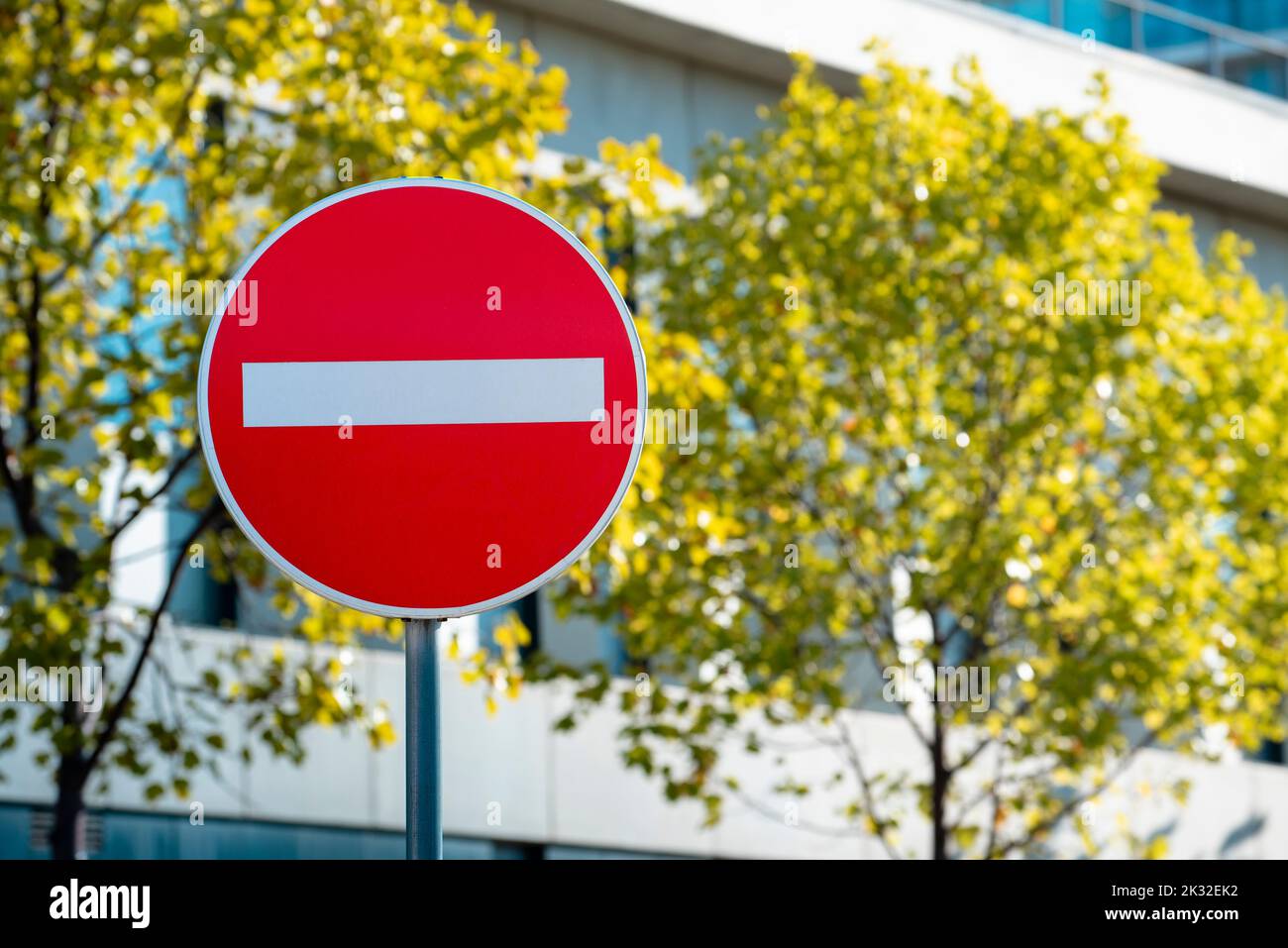 Entry prohibited sign on the street. Close up of road sign Stock Photo ...