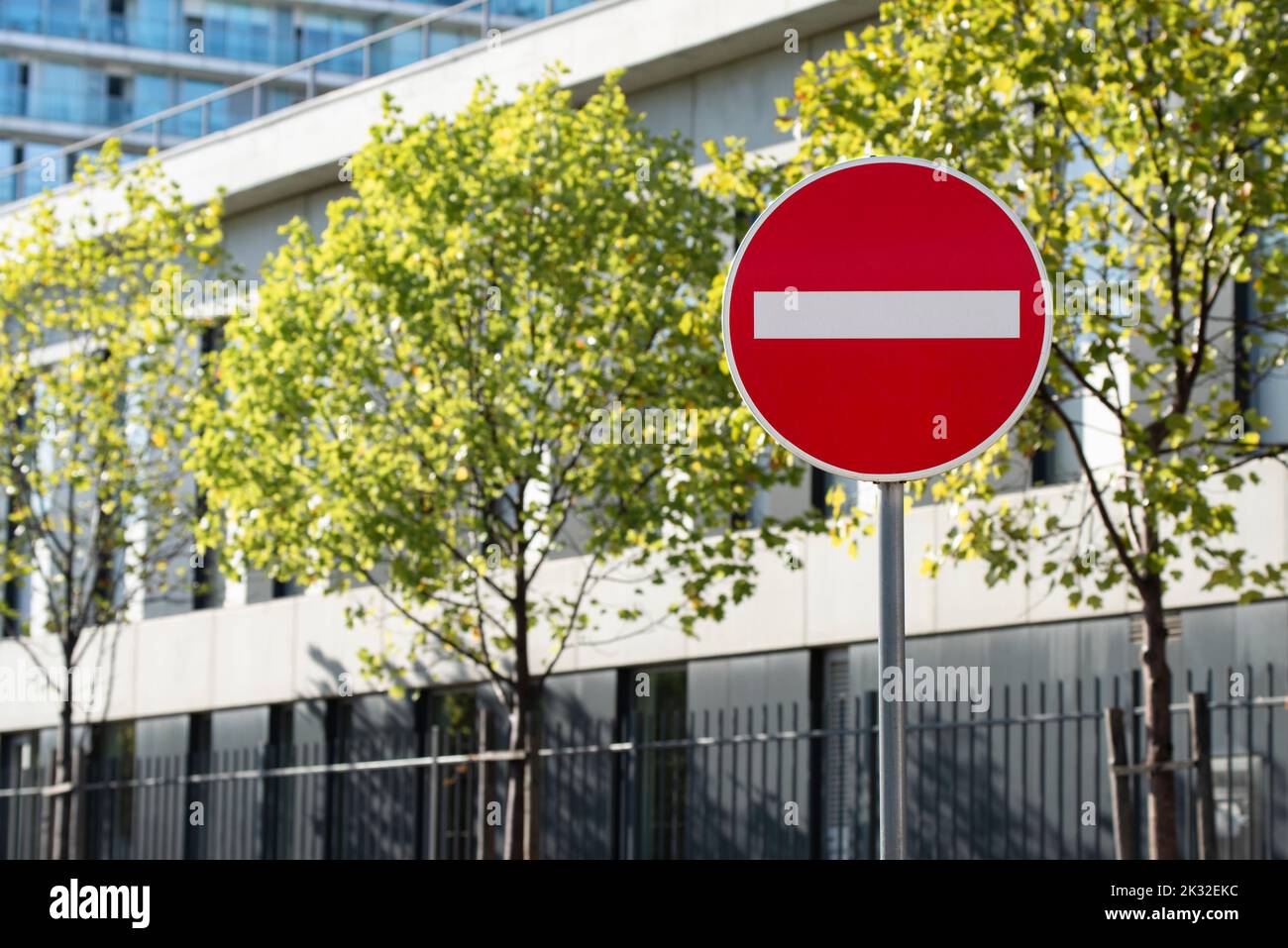 Prohibitory traffic sign on the street. Road sign Stock Photo - Alamy