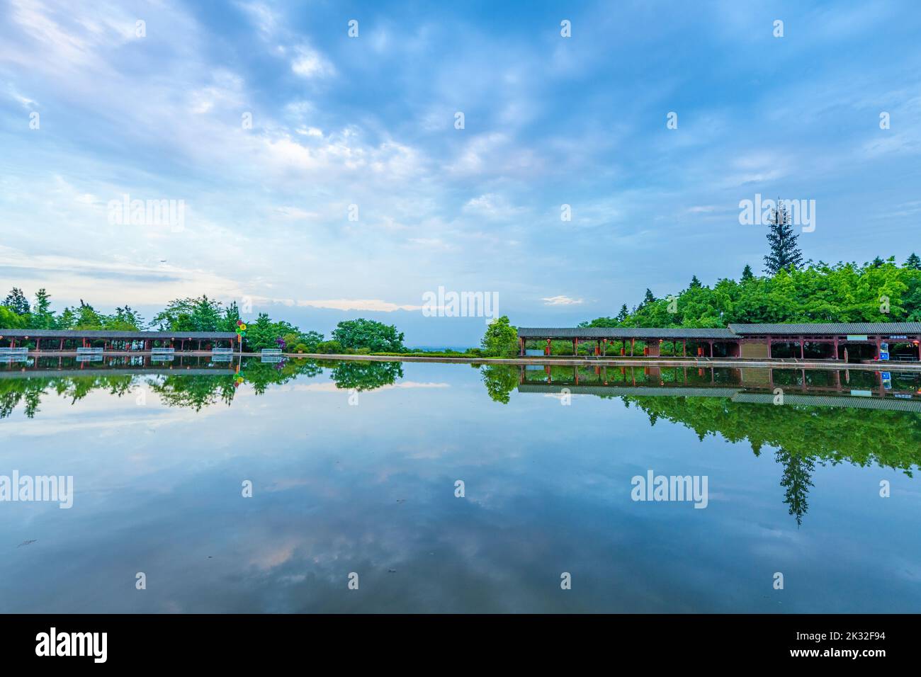 The mountain-top lake scenery of the“Hua Wu Ren Ren” scenic spot in ...