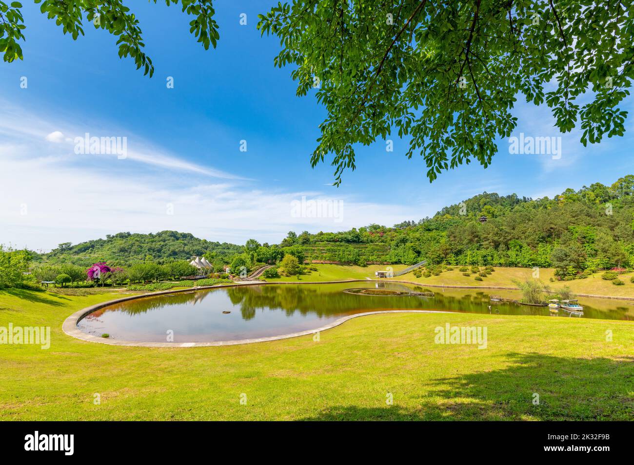 The mountain-top lake scenery of the“Hua Wu Ren Ren” scenic spot in ...
