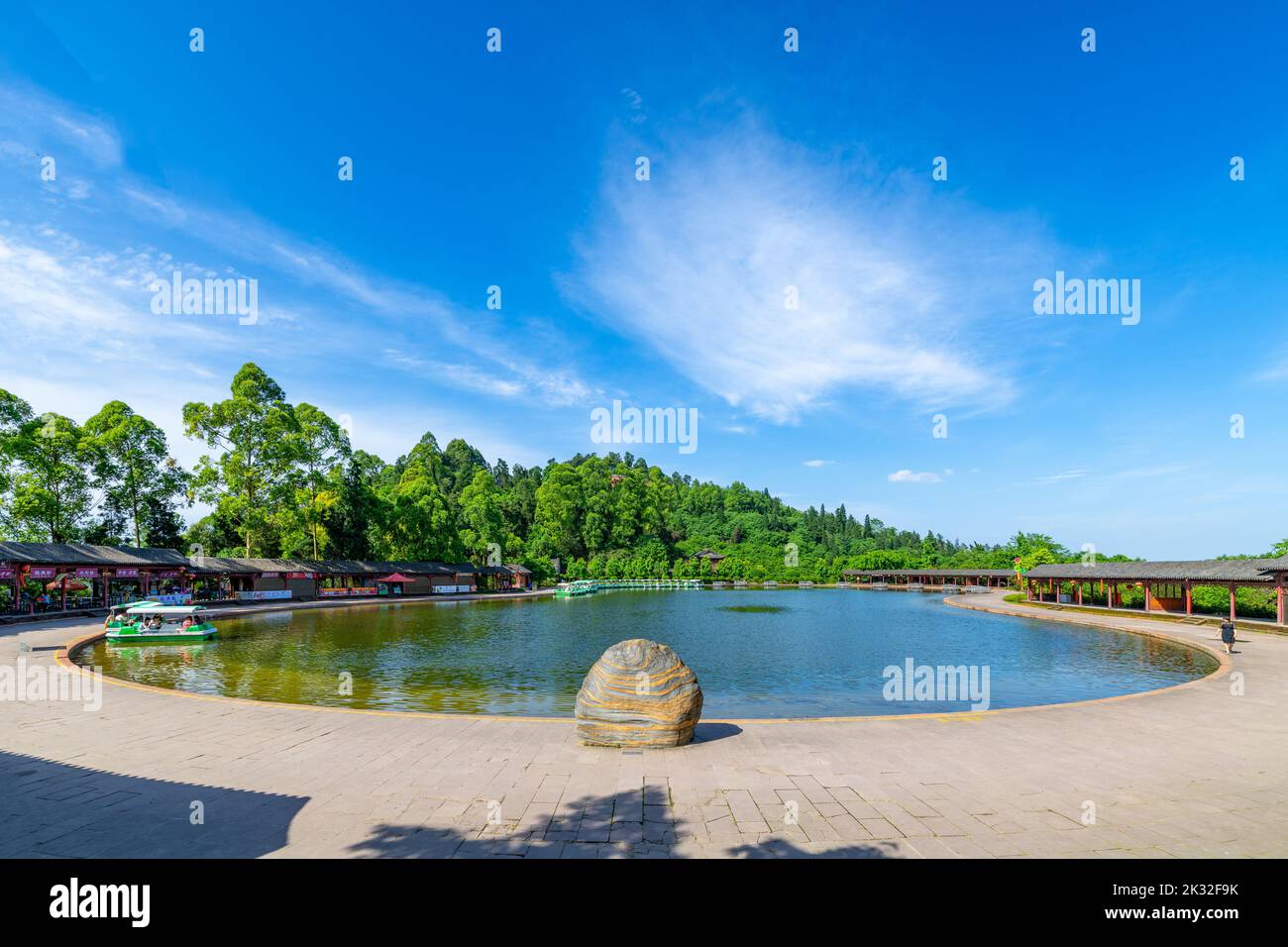 The mountain-top lake scenery of the“Hua Wu Ren Ren” scenic spot in ...