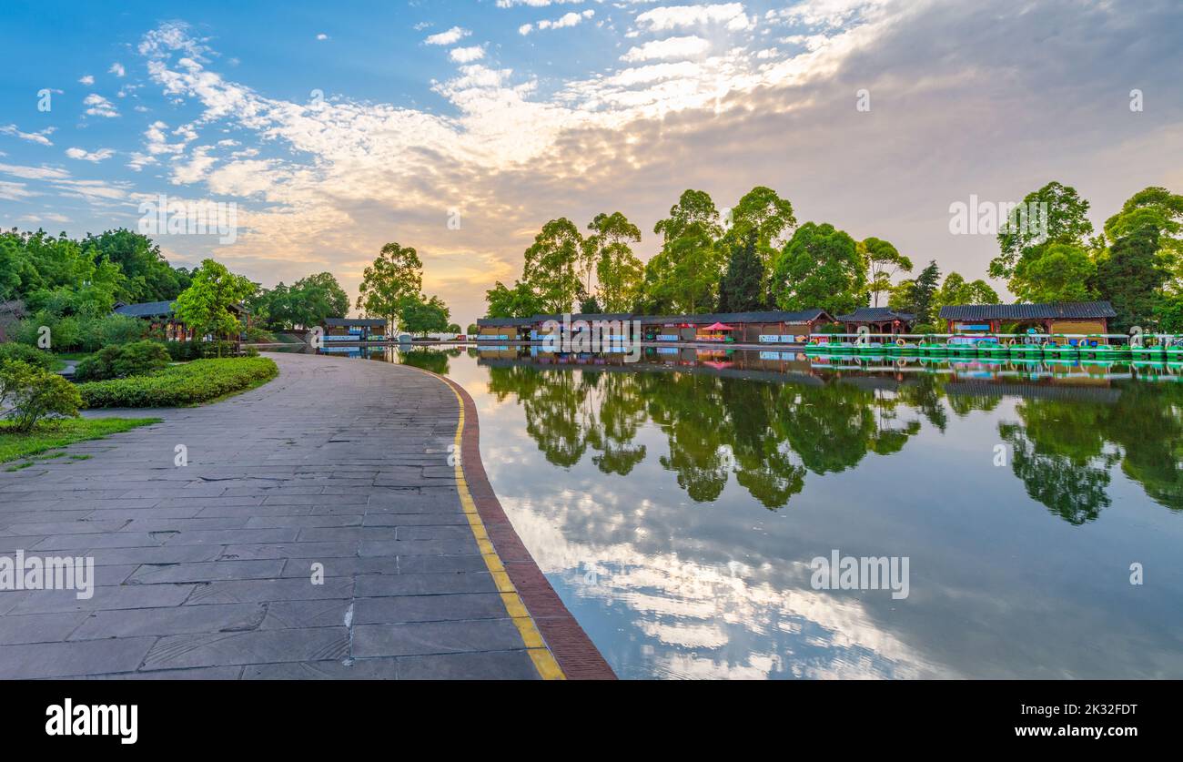 The mountain-top lake scenery of the“Hua Wu Ren Ren” scenic spot in ...