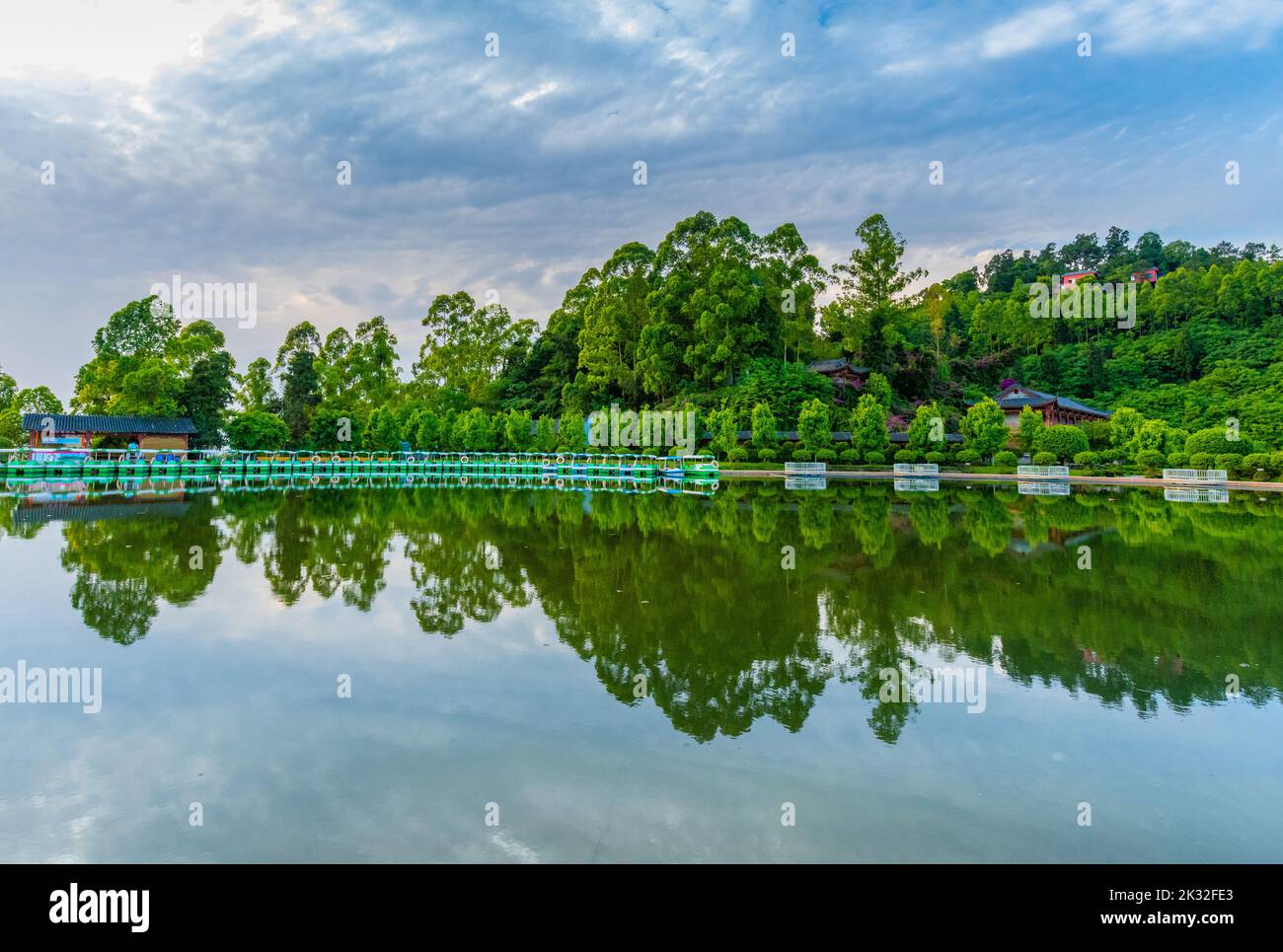 The mountain-top lake scenery of the“Hua Wu Ren Ren” scenic spot in ...