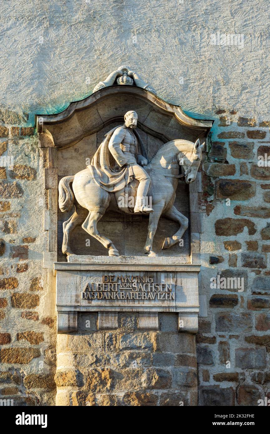 Bautzen: Equestrian statue of King Albert I. at tower Lauenturm in ...