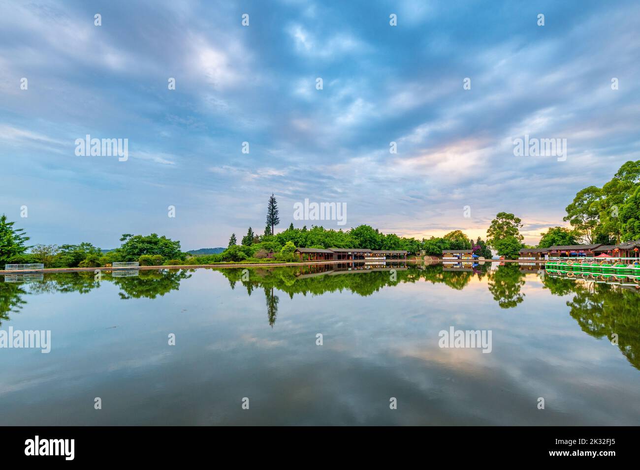 The mountain-top lake scenery of the“Hua Wu Ren Ren” scenic spot in ...