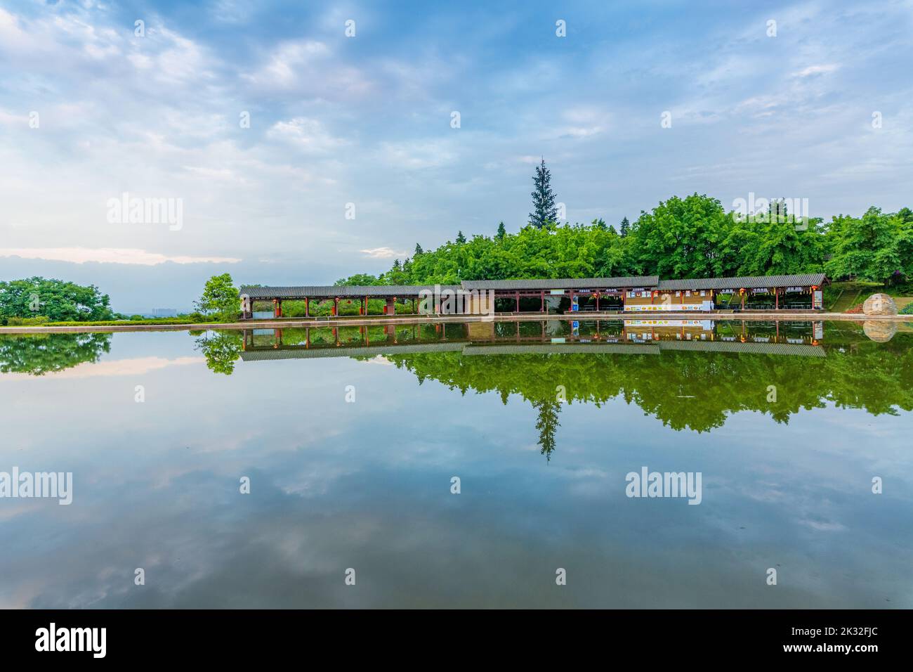The mountain-top lake scenery of the“Hua Wu Ren Ren” scenic spot in ...