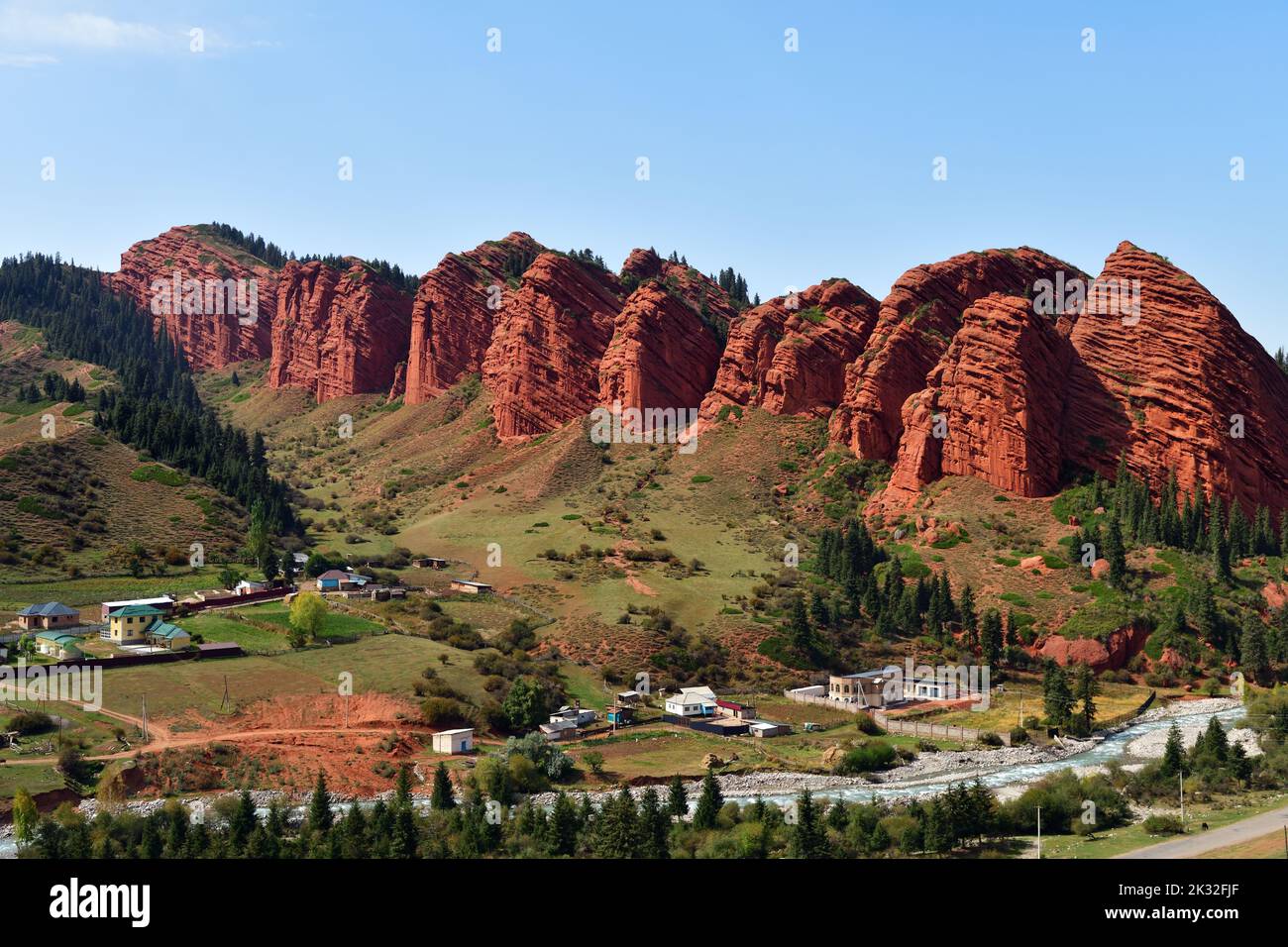 Unusual rock formations from red sandstone in canyon Seven bulls in ...