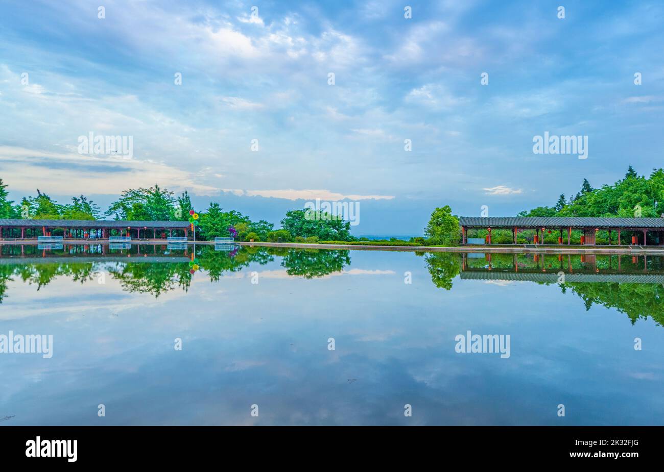 The mountain-top lake scenery of the“Hua Wu Ren Ren” scenic spot in ...