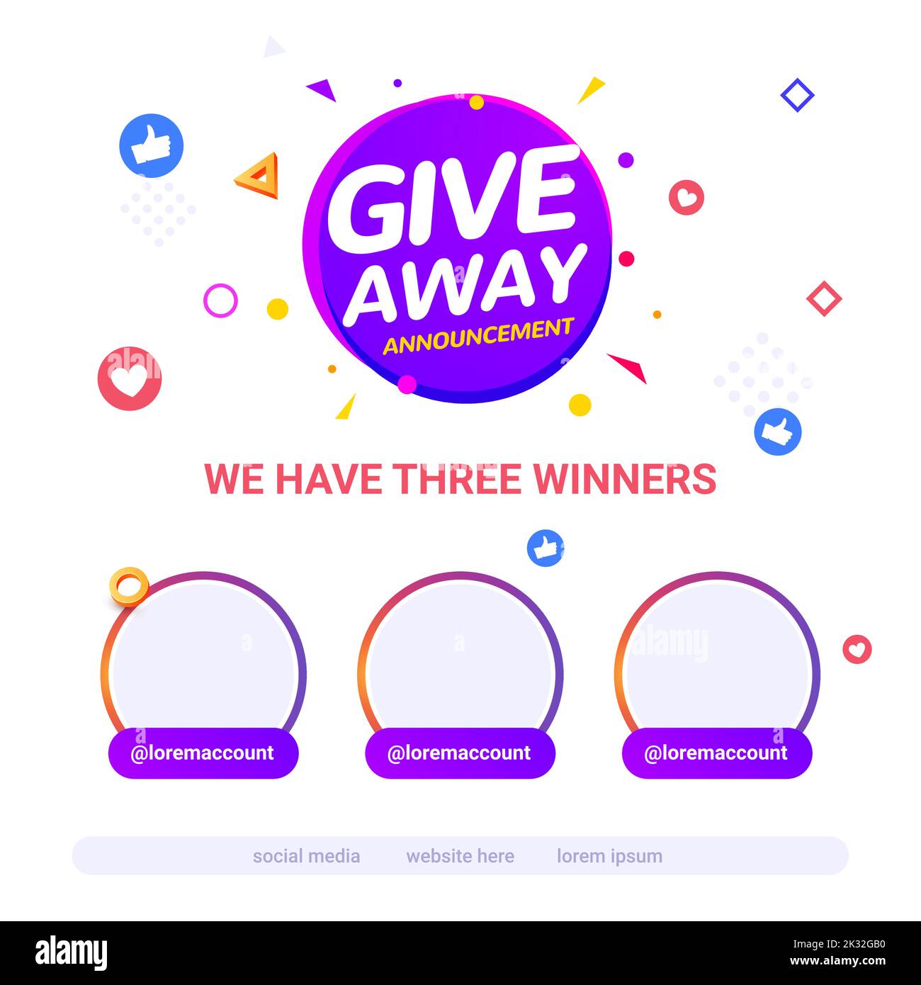 Giveaway template congratulation winner contest prize poster design ...