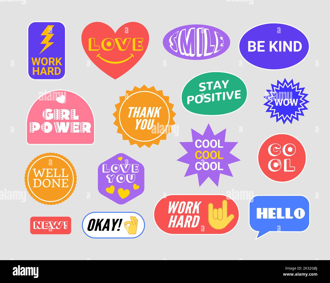 Sticker Vector Pack retro badge cool happy label icon. Sticker patch ...