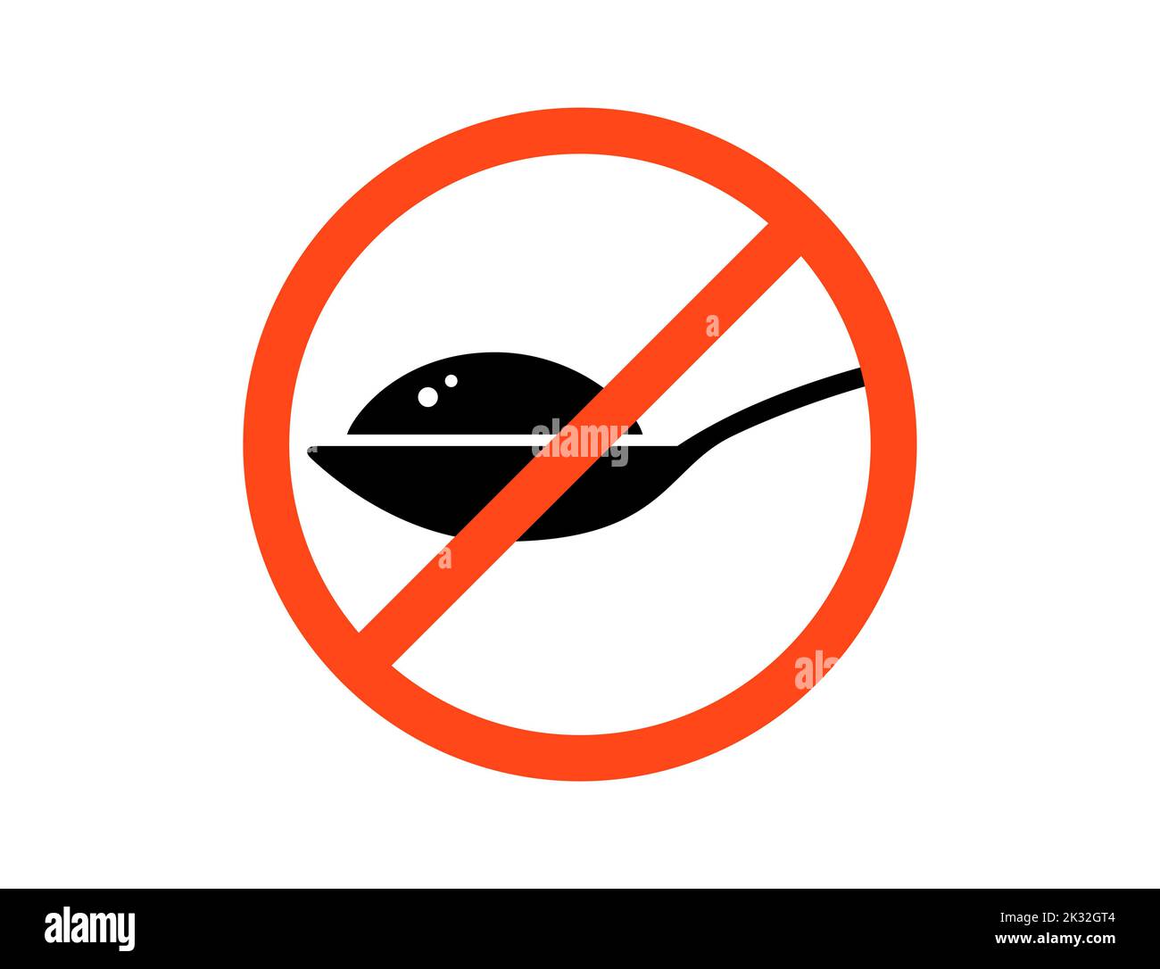 Spoon sugar stop logo vector icon. Powder sugar spoon prohibited symbol ...