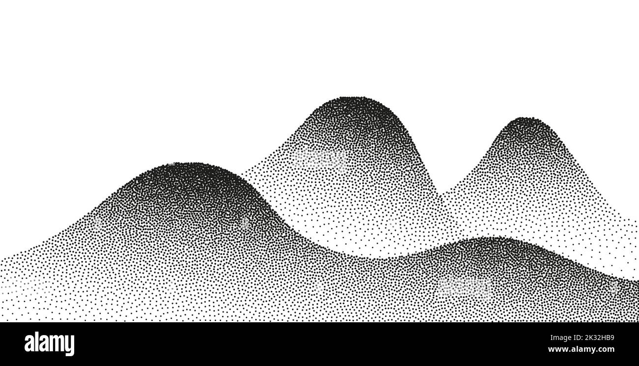 Dotwork mountain noise sand grain gradient vector background grunge ...