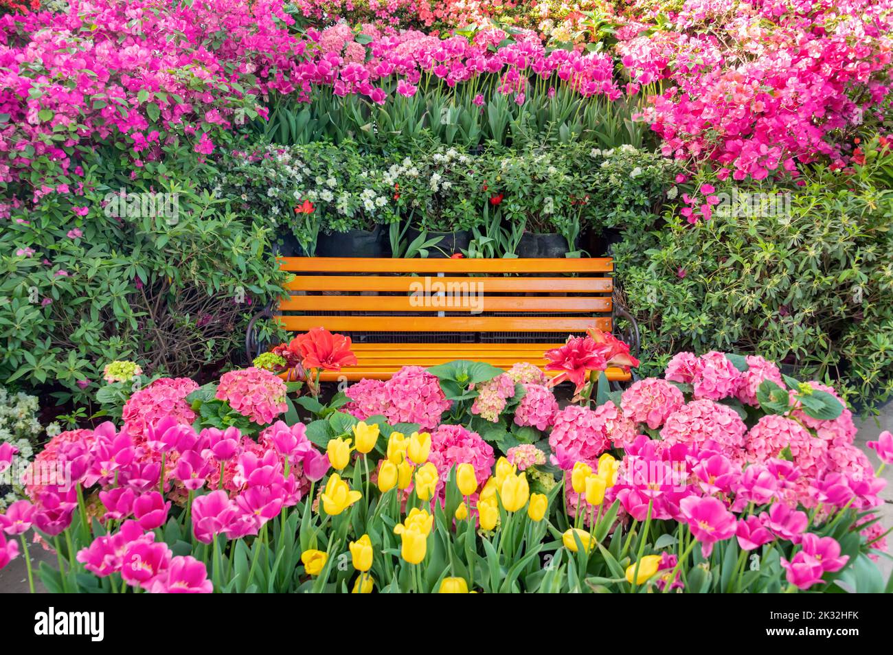 The inside view of the flower shed in the“Hua Wu Ren Ren” scenic spot ...