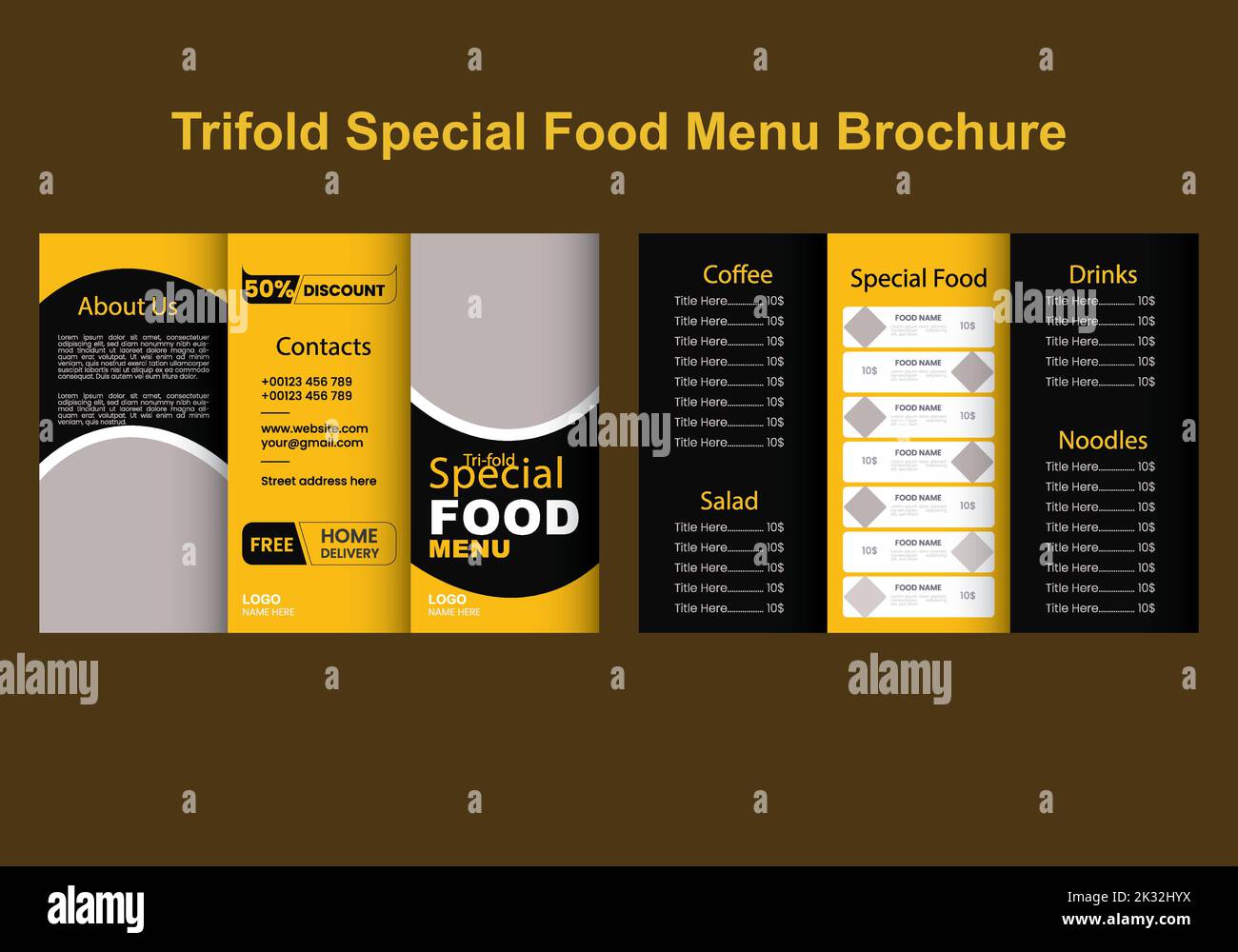 Premium Modern And Creative Trifold Food Menu Brochure Stock Vector ...