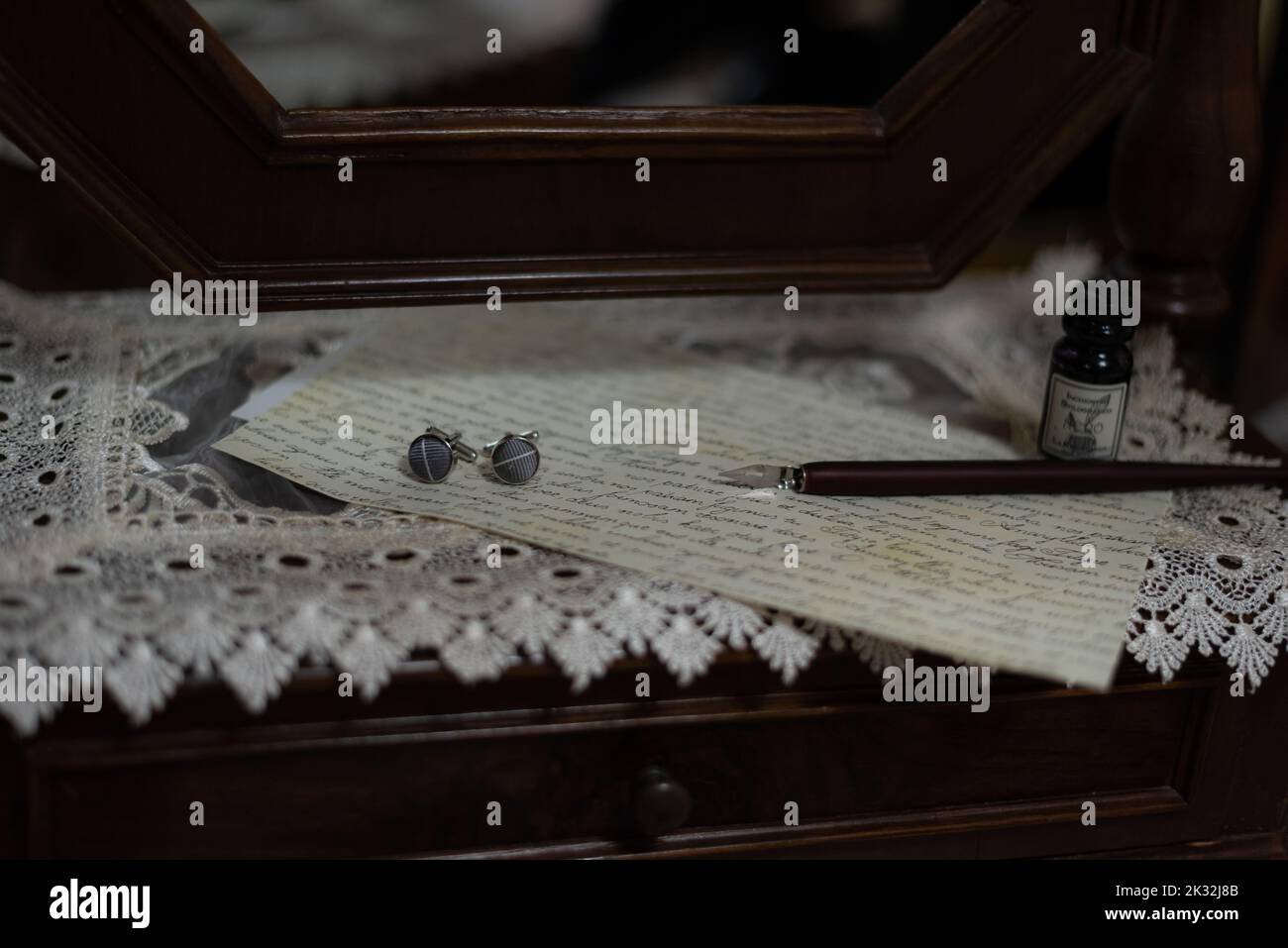 Spectacular composition for wedding with various accessories Stock ...