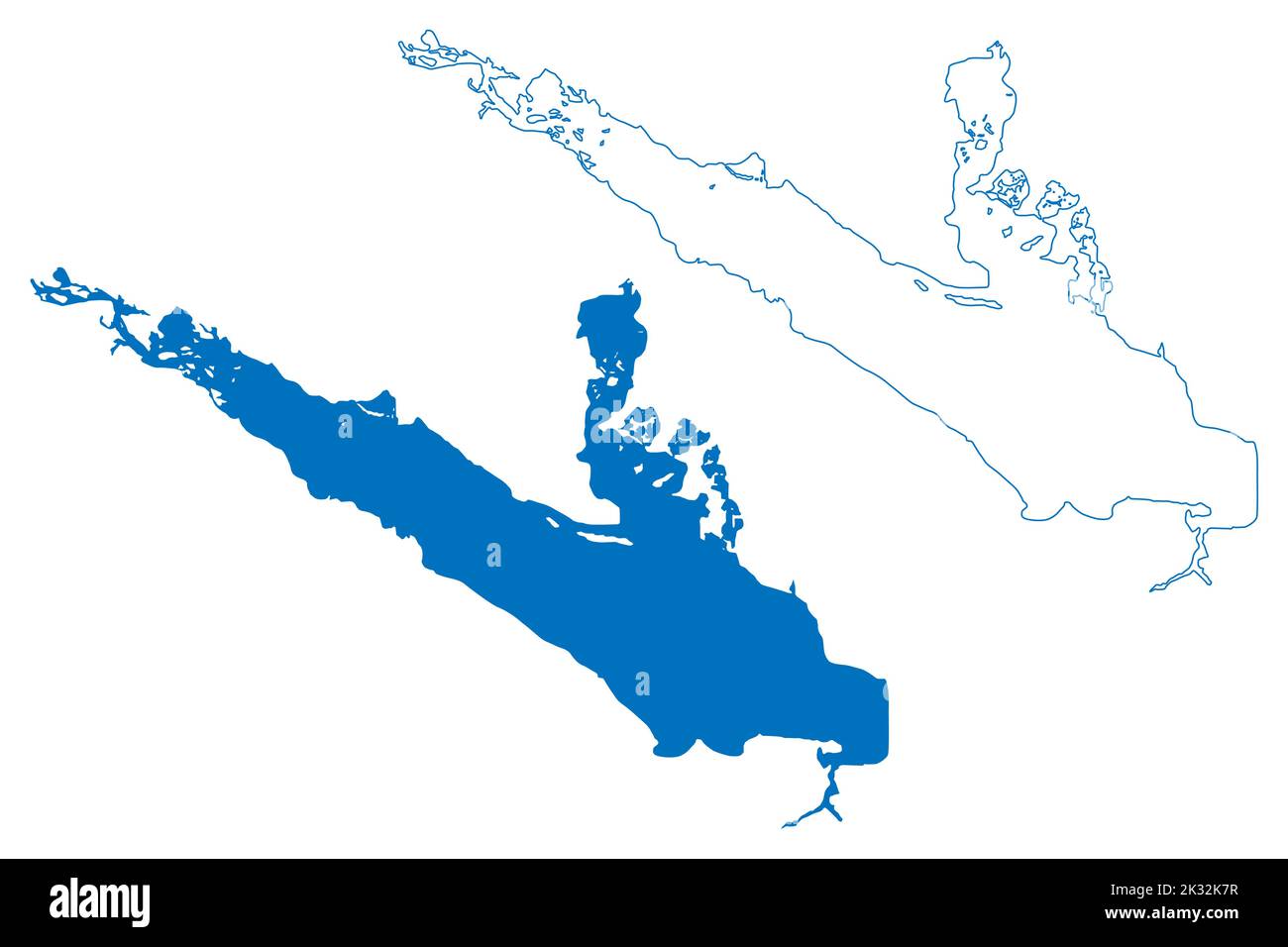 Kremenchuk Reservoir (Ukraine, Dnieper River) map vector illustration ...