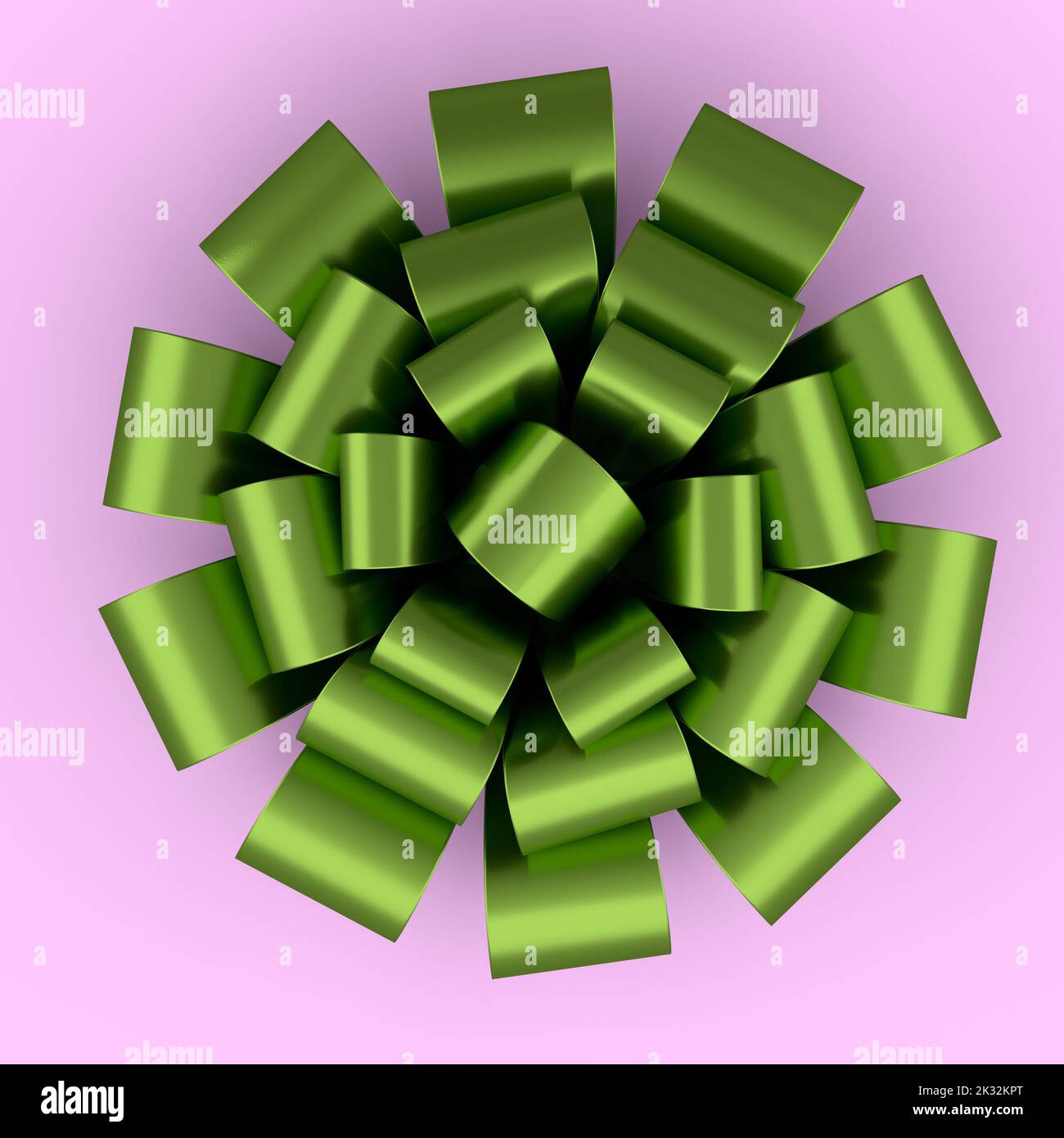 Realistic decorative bow or gift ribbon for gift box isolated on pink ...